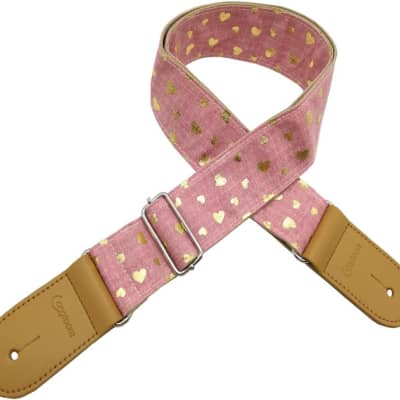 Girls Guitar Strap Pink Cotton Heart Pattern Electric | Reverb