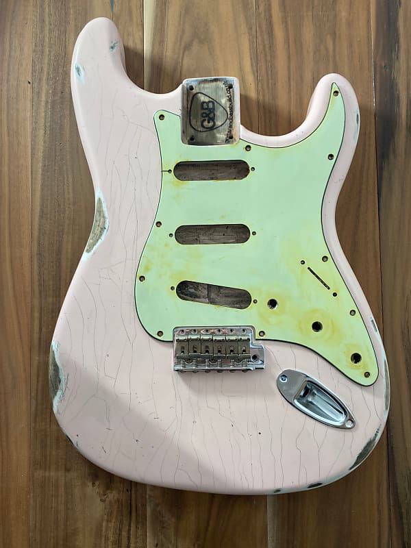 TrueTone Strat Relic Stratocaster Body, Aged Nitro Shell Pink | Reverb
