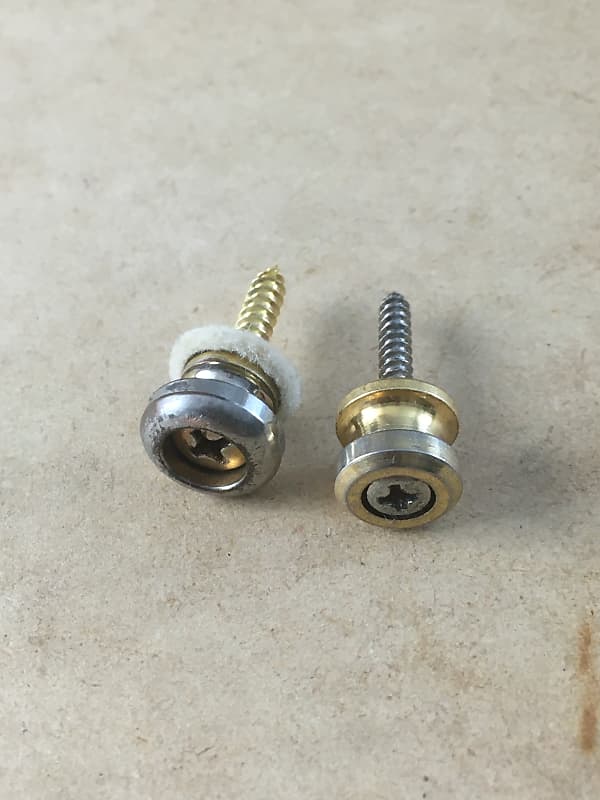 2 Vintage Gibson Gold Strap Buttons Fender Relic Aged USA | Reverb
