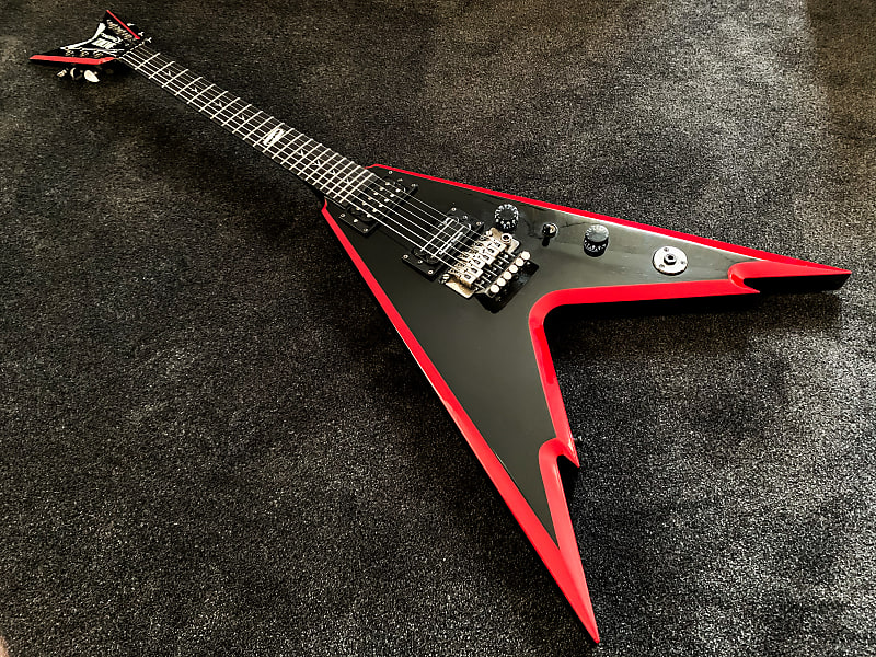 Dean Dimebag Razorback V Black w/Red Bevels + CASE | Reverb UK