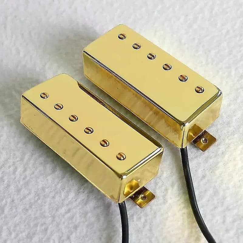 Gold Neck and Bridge Guitar Mini Humbucker Pickups Set | Reverb
