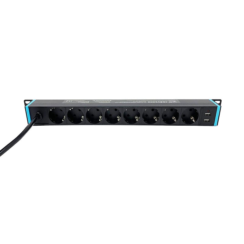 19 inch 8-way socket strip 1U with 2 x USB | Reverb UK