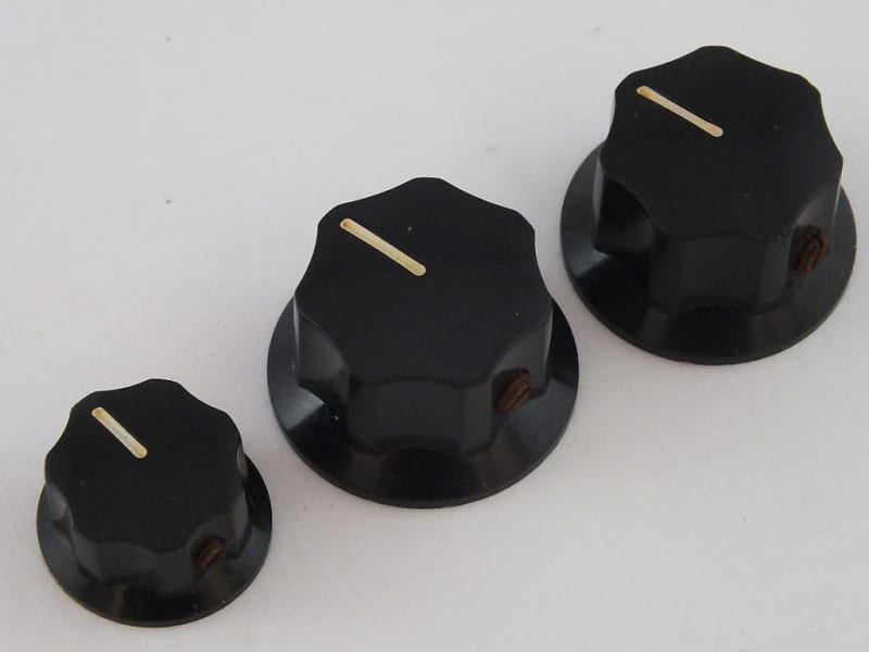 Aged Relic Black Bakelite Jazz Bass Knobs set for Fender Jazz | Reverb