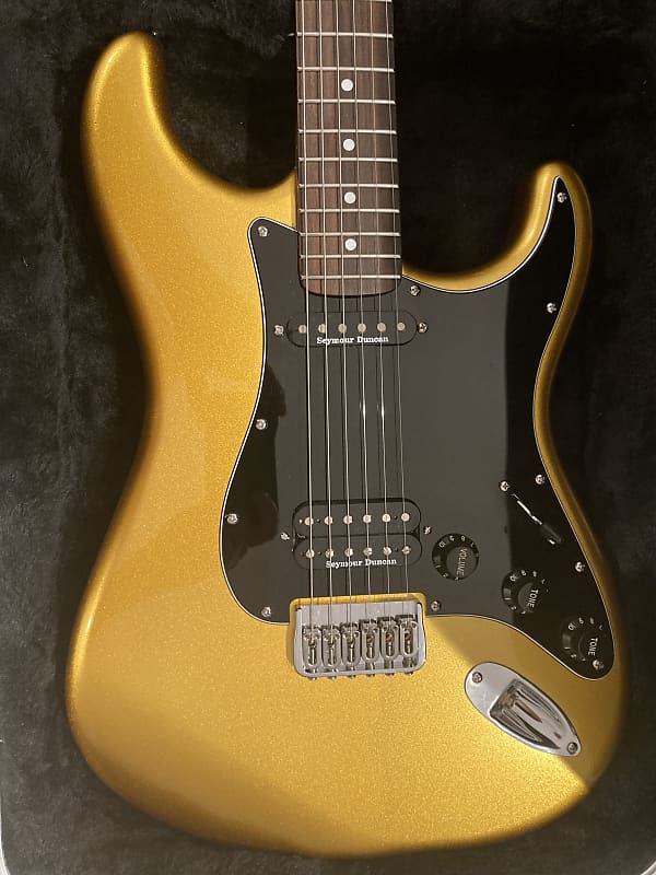 All Mahogany Hardtail HS Strat - Metallic Gold | Reverb
