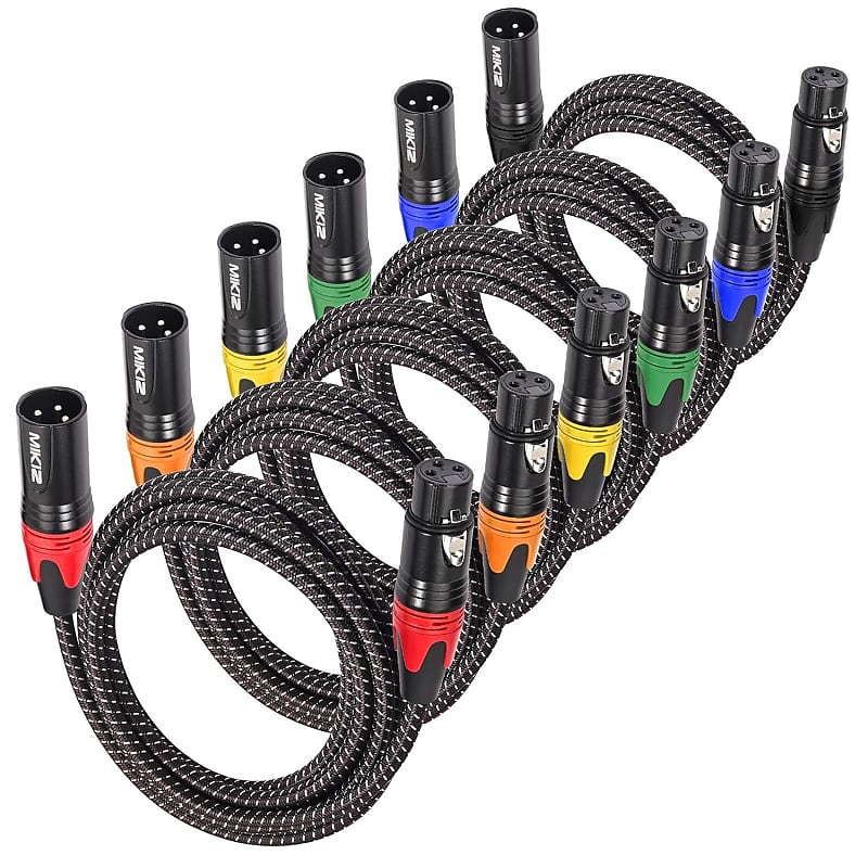 Xlr Microphone Cables 25 Ft 6 Packs Braided Premium Balanced | Reverb
