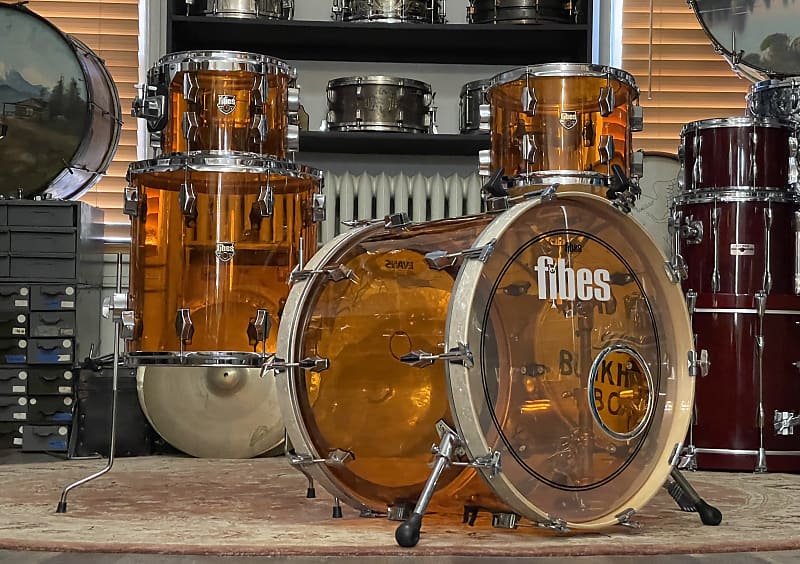 Fibes Crystalite Amber Acrylic Drum Set 22/10/12/15 Austin | Reverb