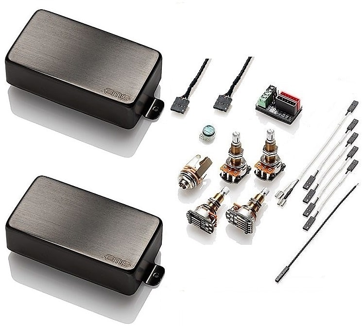 EMG HZ H4 & H4A PASSIVE BRUSHED BLACK CHROME HUMBUCKER GUITAR | Reverb