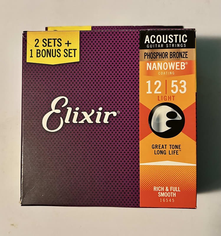 Elixir 16545 Nanoweb Phosphor Bronze Acoustic Guitar Strings | Reverb