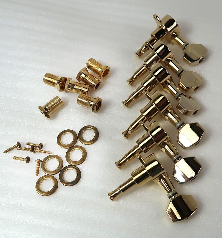 Gold 6 In Line Sealed Back Die Cast Tuner Set With Hardware | Reverb