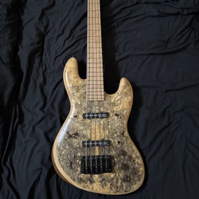 SJ Custom Guitars 5 string bass ,Spalted Tamarind, Flame | Reverb