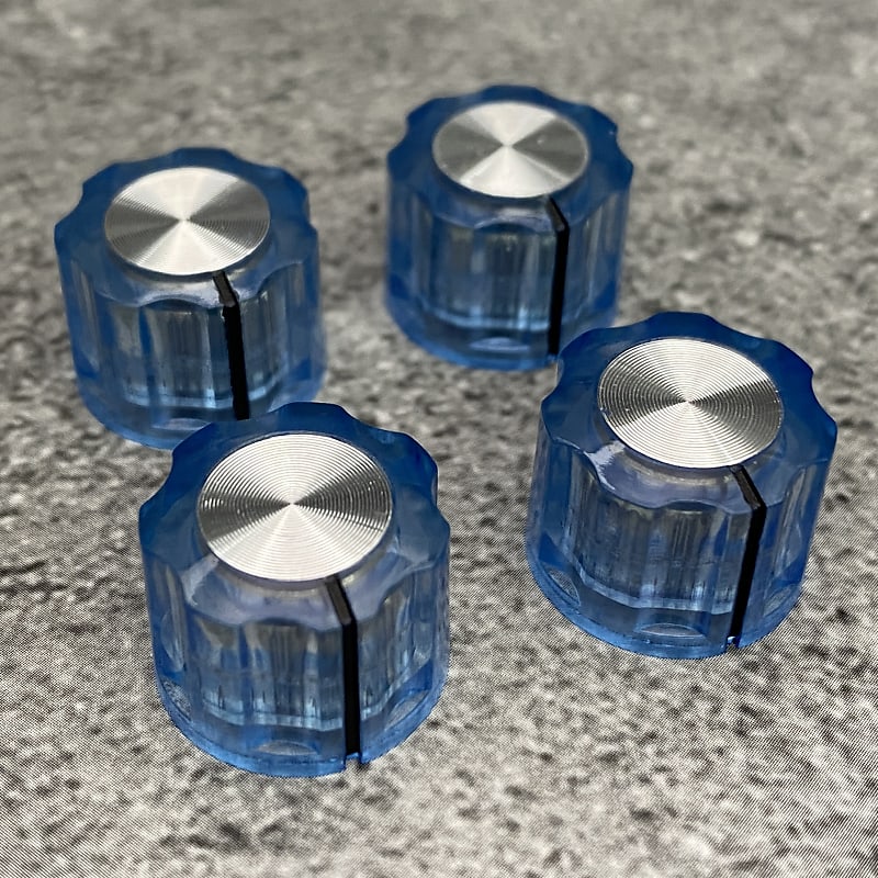 4x Blue Custom Clear Guitar Effects Pedal Fluted Control Knob | Reverb