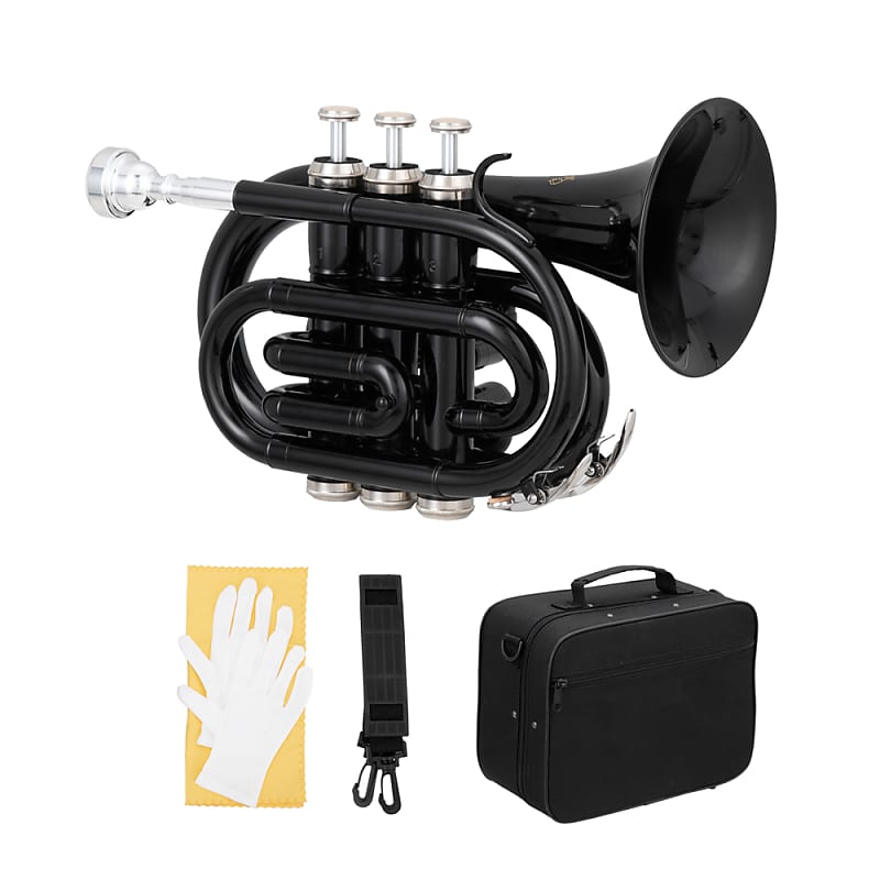 Glarry Brass Bb Pocket Trumpet Mini Trumpet with 7C | Reverb