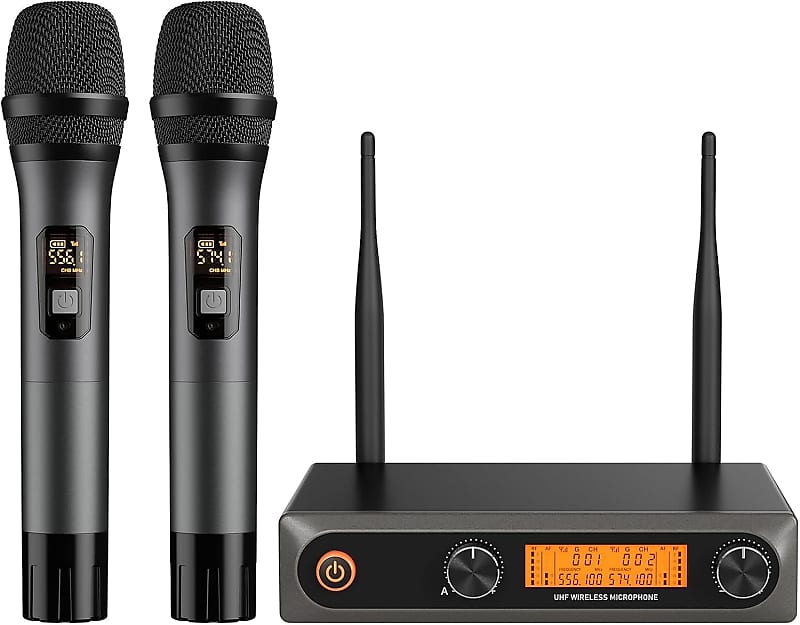 Wireless Microphones,Professional Metal Dual UHF Cordless | Reverb