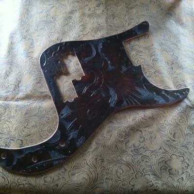Custom Tooled Leather Pickguard fits Fender Precision P Bass | Reverb
