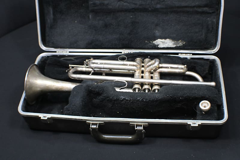 An Antique Early 1900's The Elkhart Silver Trumpet in a Hard | Reverb