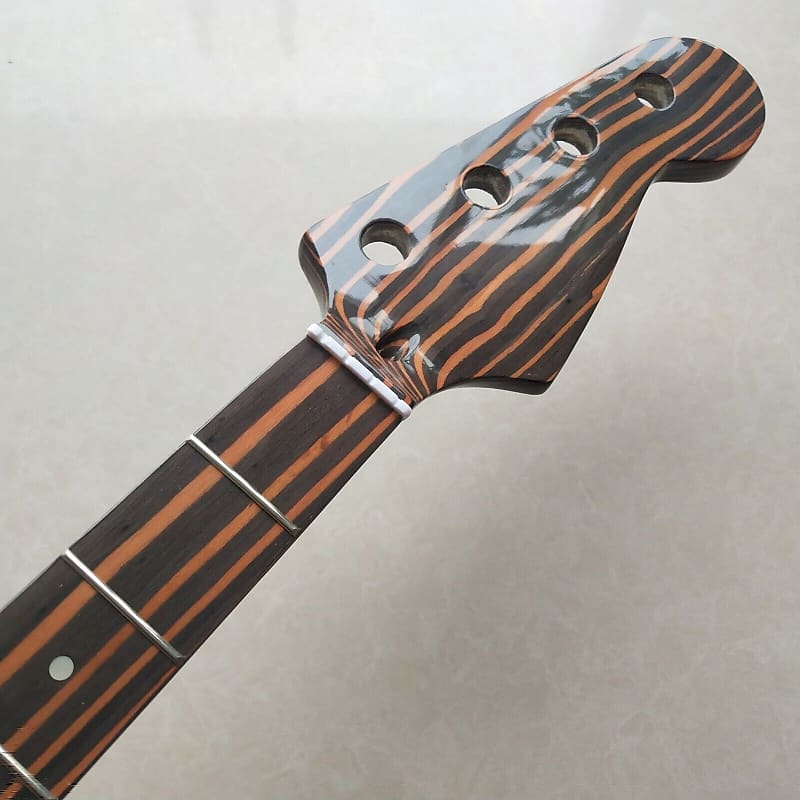 4 String Bass Guitar Zebra Wood Neck, 20 Fres Fretboard | Reverb