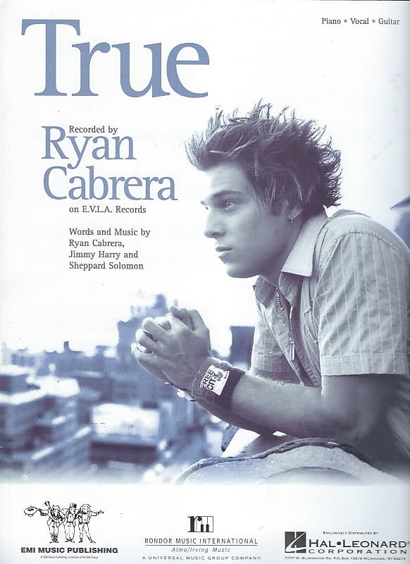Ryan Cabrera True Sheet Music | Reverb