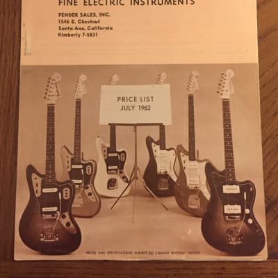 ORIGINAL Vintage 1962 Fender Musical Instruments Price List | Reverb