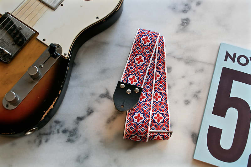Vintage 60s Blue 'Octa star' Hippie Guitar Strap Replica | Reverb