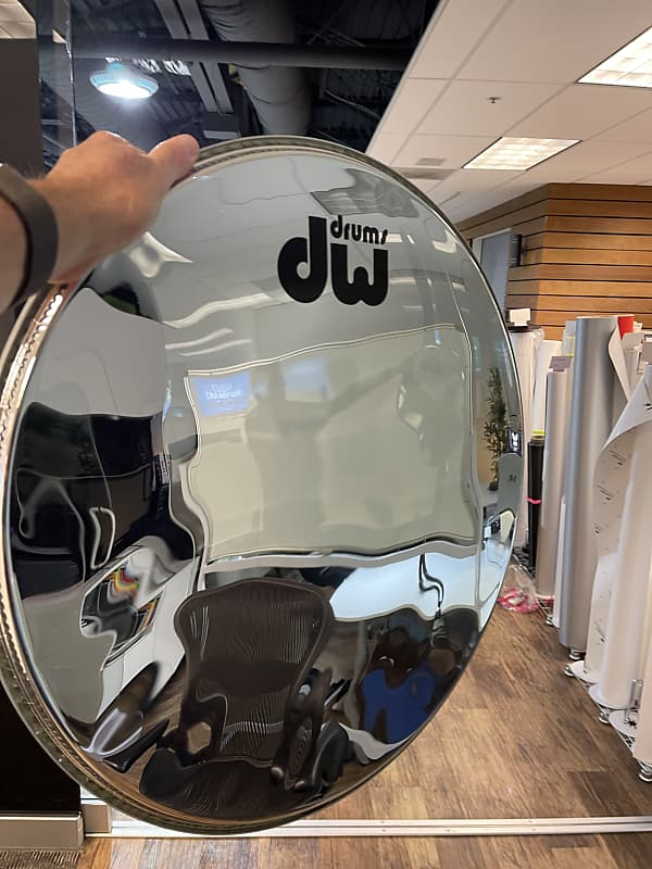 DW 22" Resonant Logo Bass Drum Head 2020 - Chrome | Reverb