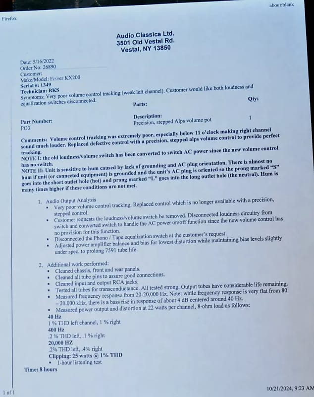 Fisher Fisher KX-200 Integrated Tube Amplifier | Reverb