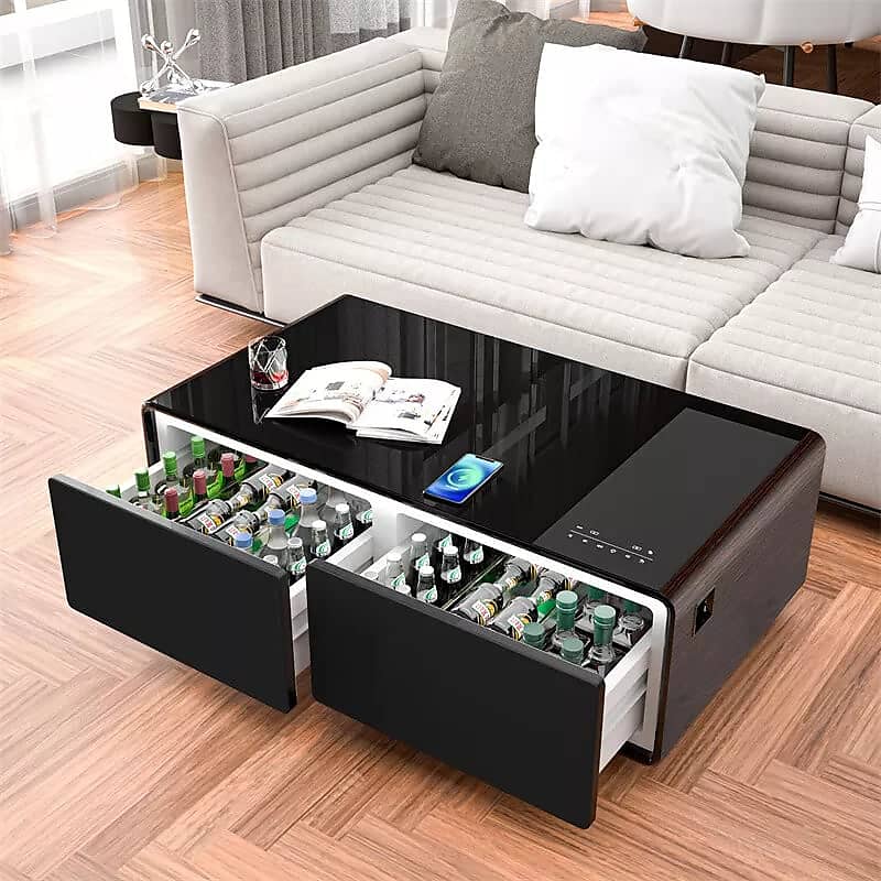 Modern Smart Coffee Table with Built-in Fridge, Bluetooth | Reverb