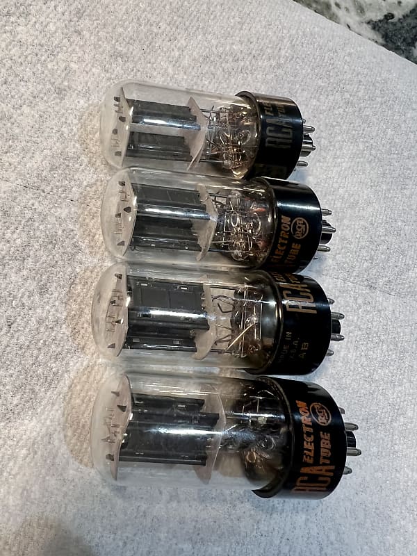 Quad of RCA 6sn7gtb Tall Boy bottom Large D getter Black | Reverb