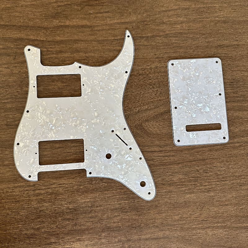 Dragon Fire Strat pickguard and back plate - Pearloid | Reverb
