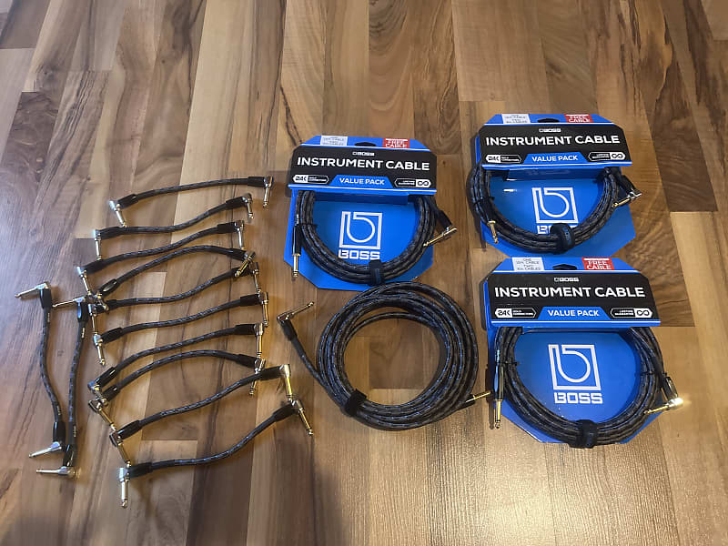 Boss Cables Braid Lot (4) 15’ and (12) 6” patch cables | Reverb