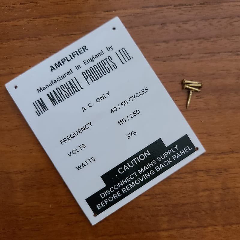 Marshall 100w Plexi 1959 JMP JTM back Panel Voltage Plate | Reverb UK