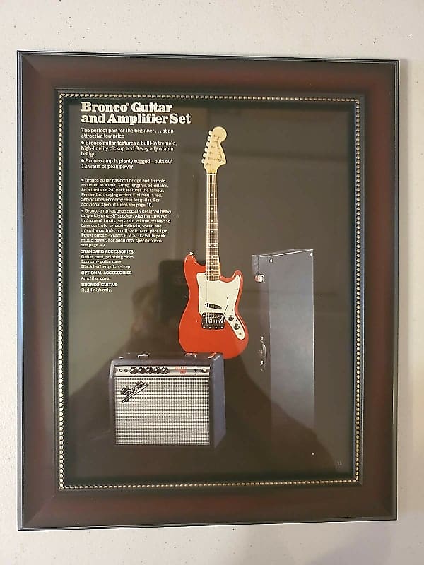 1972 Fender Guitars Color Promotional Ad Framed Fender Bronco | Reverb