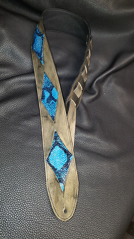 Guitar Leather strap 2020 Tuscon snake skin "Patches" SB and | Reverb