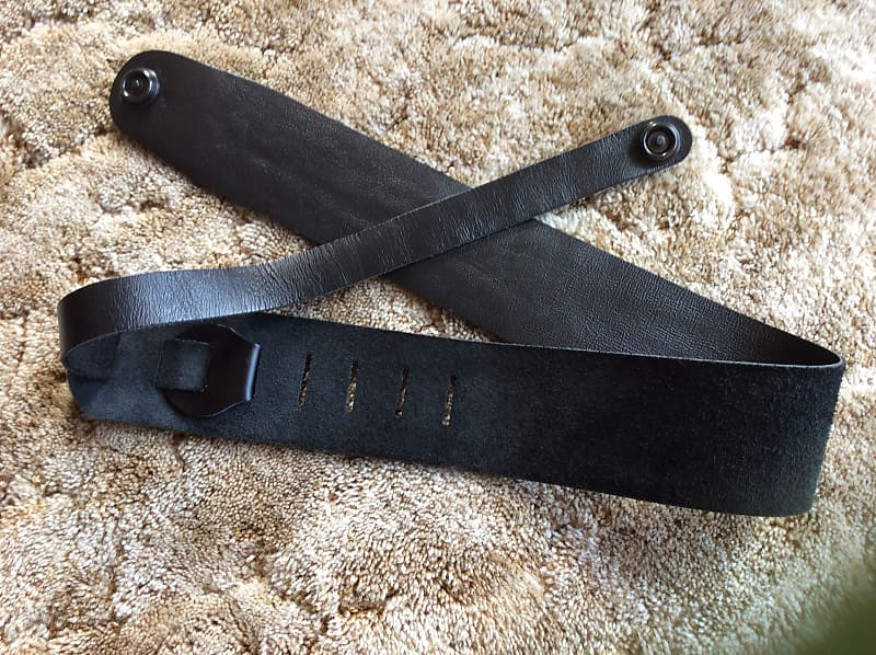 Black Leather Strap and Partial Dunlop Straploks Locks. | Reverb