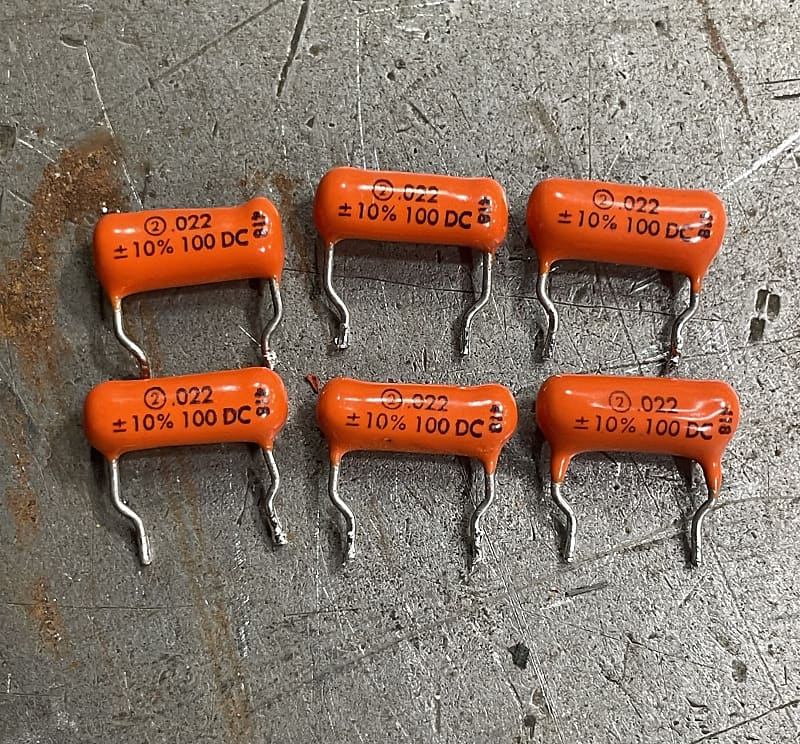 Six Sprague Orange Drop .022uf 100V Guitar Tone Capacitors | Reverb