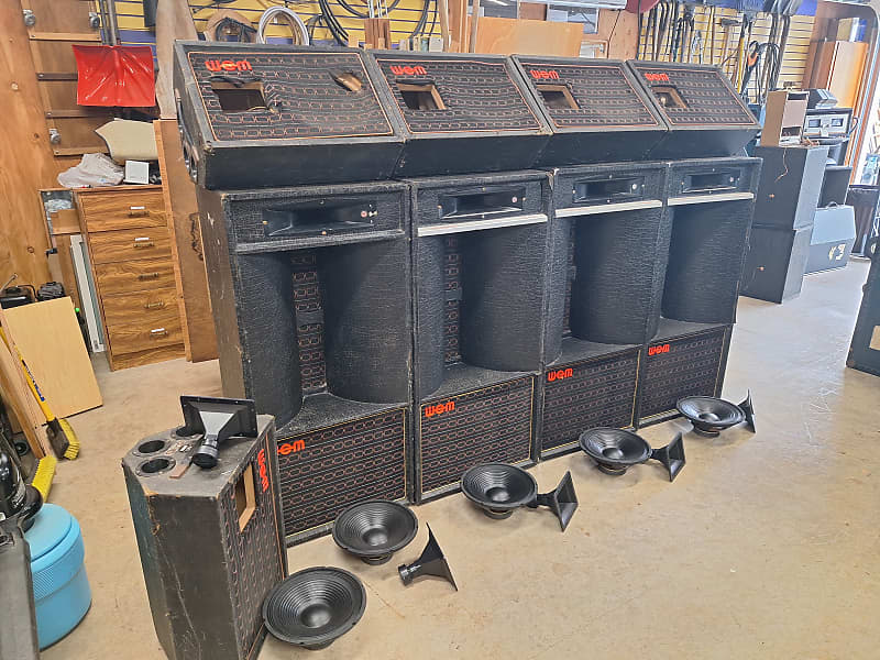 (4) WEM X39 PA Mains & (5) Monitor Wedges 1970s - Black | Reverb