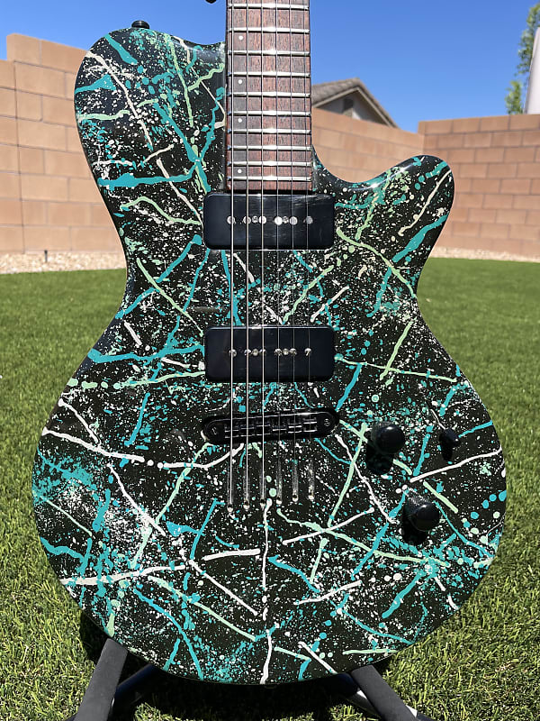 Godin Custom 80’s Synthwave Style Splatter finish LG P90 with | Reverb