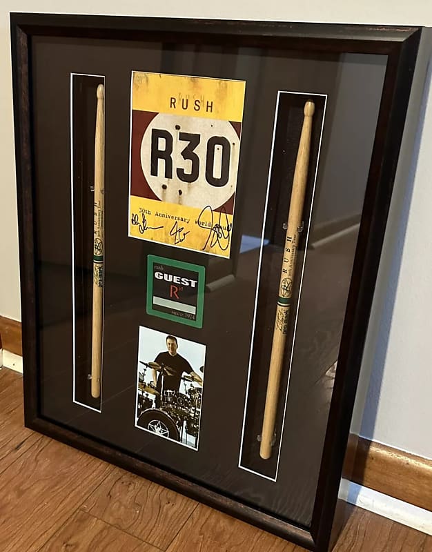 Rush R30 Signed Display Lee Lifeson Peart Rare Green R30 Drum | Reverb