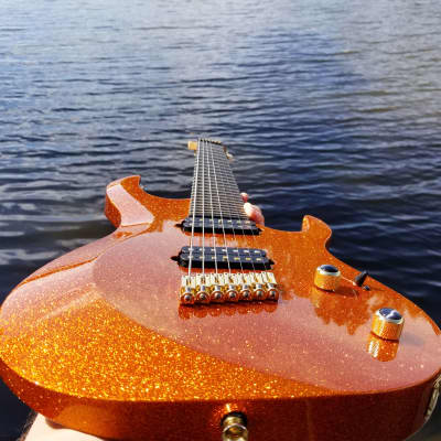 Kiesel Aries 7 String Multiscale Orange Metal Flake | Reverb