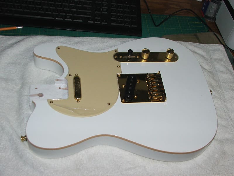 White Loaded Tele Style Body..Gold Hardware..front body | Reverb
