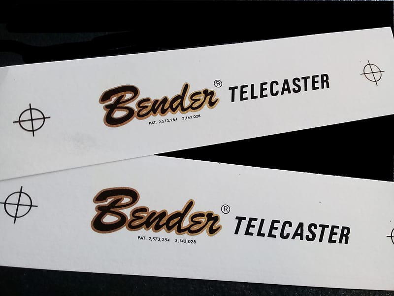 Bender Two Guitar Headstock Waterslide Decals Black and gold | Reverb