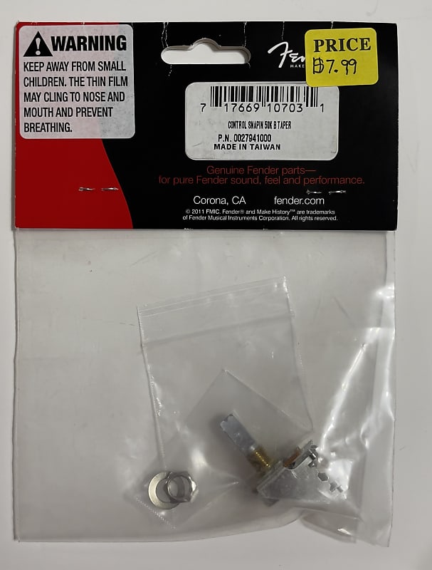Fender Genuine Parts Control Snapin 50K B Taper | Reverb