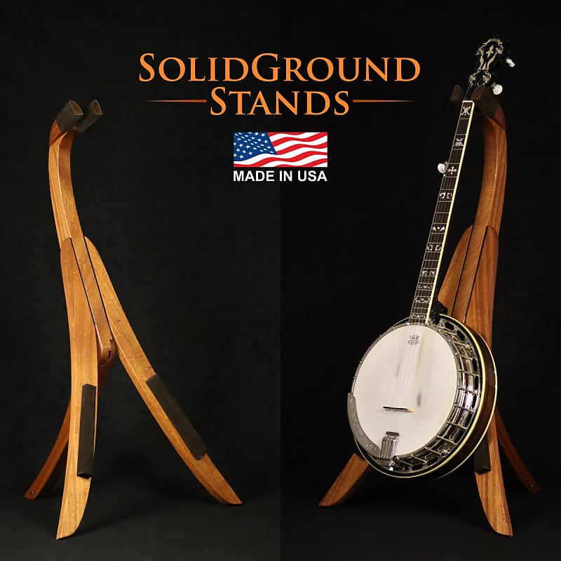 Wood Banjo Stand Sapele Mahogany by Solid Ground Stands | Reverb