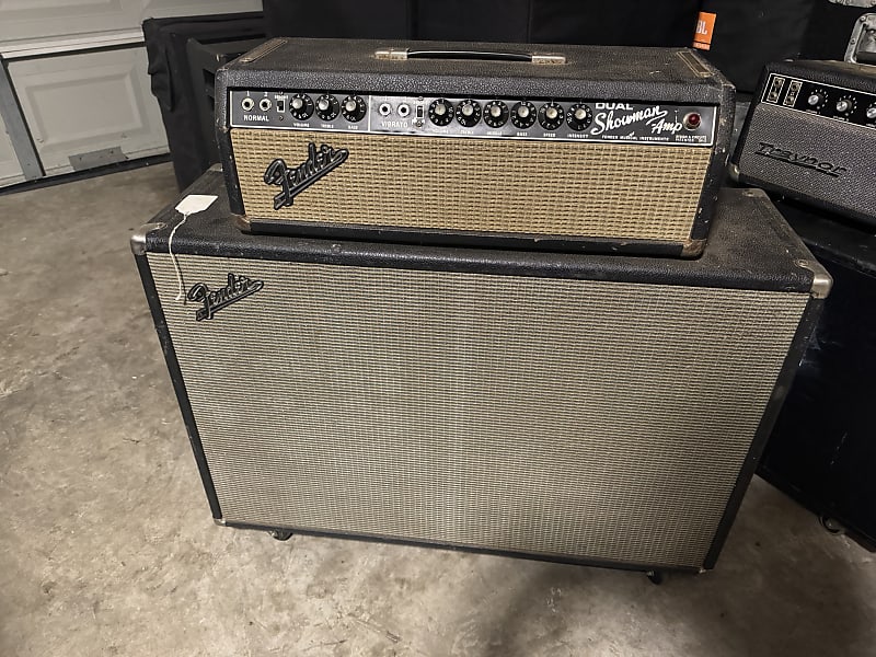 Fender Dual Showman amp and cab 1967 - Black Panel | Reverb