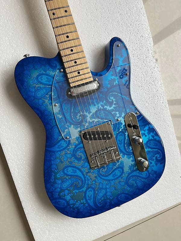 Blue Amoeba Finish Custom Tele Style Guitar, Mahogany Body | Reverb