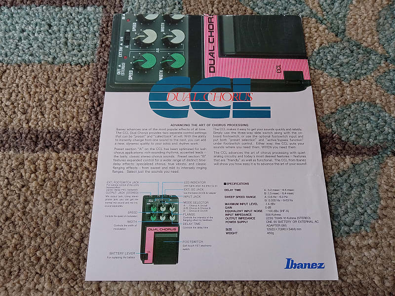 Vintage 1985 Ibanez DML/CCL Pedal Spec. Flyer! Rare, Original | Reverb