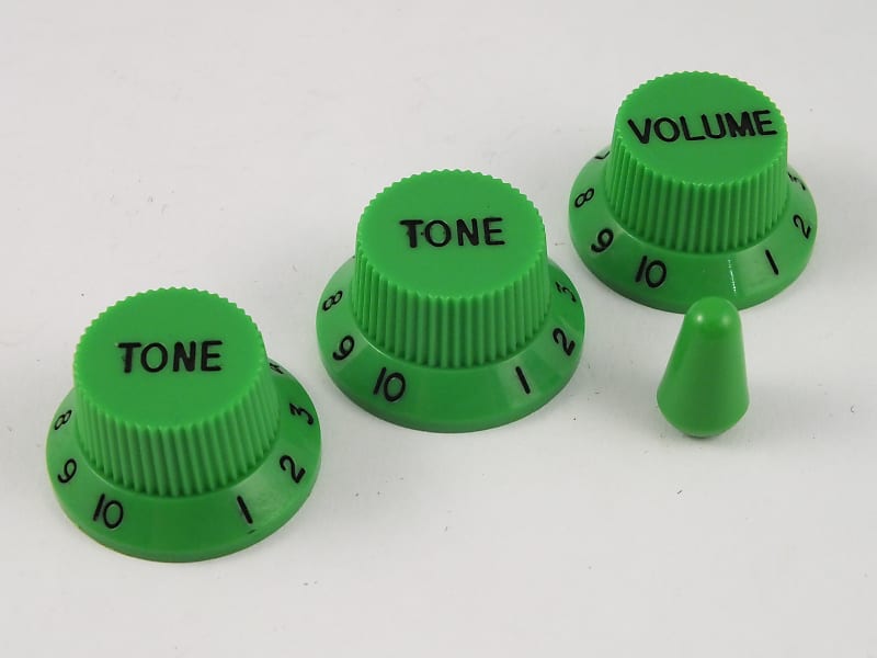 Green Stratocaster Knobs 1 Vol 2 Tone + Switch Tip 3mm Slot | Reverb