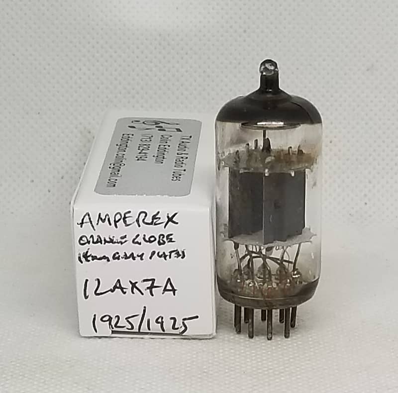 Amperex (Heerlen) Orange Globe 12AX7A Short Gray Plate | Reverb