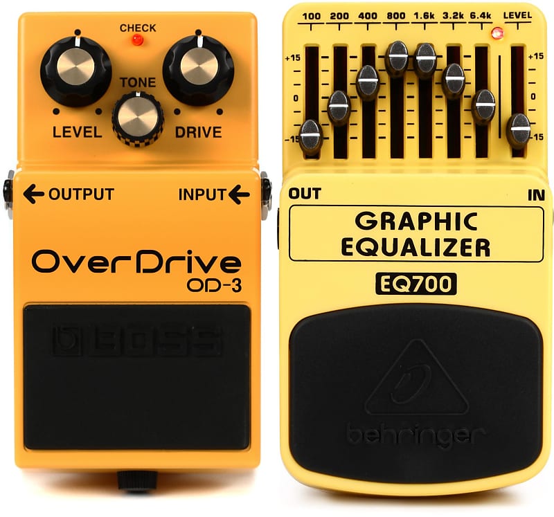 Boss OD-3 Overdrive Pedal Bundle with Behringer EQ700 Graphic | Reverb