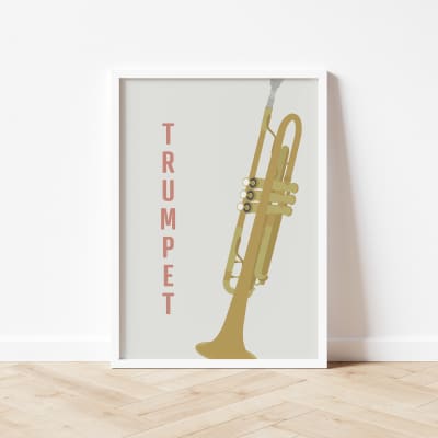 Trumpet Instrument Print - Jazz Music Poster, Music Studio | Reverb UK