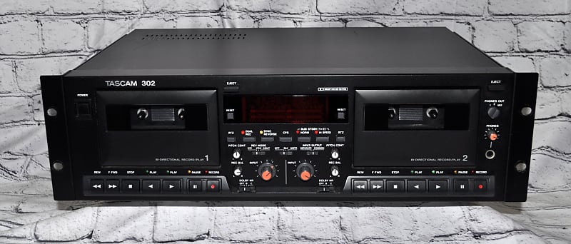TASCAM 302 Dual Cassette Tape Player Recorder Rackmount Pro | Reverb